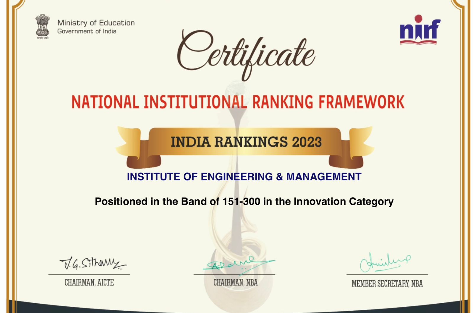 NIRF Ranking 2023 - IEM Group
