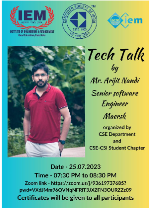TECH TALK ORGANIZED BY CSE-CSI STUDENT CHAPTER ON 25.07.202 - IEM Group