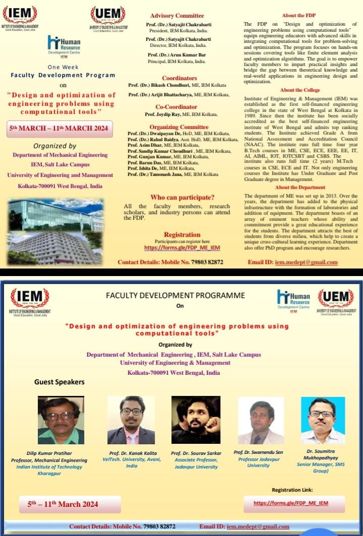 Five Days Faculty Development Program On Design And Optimization Of Engineering Problems Using