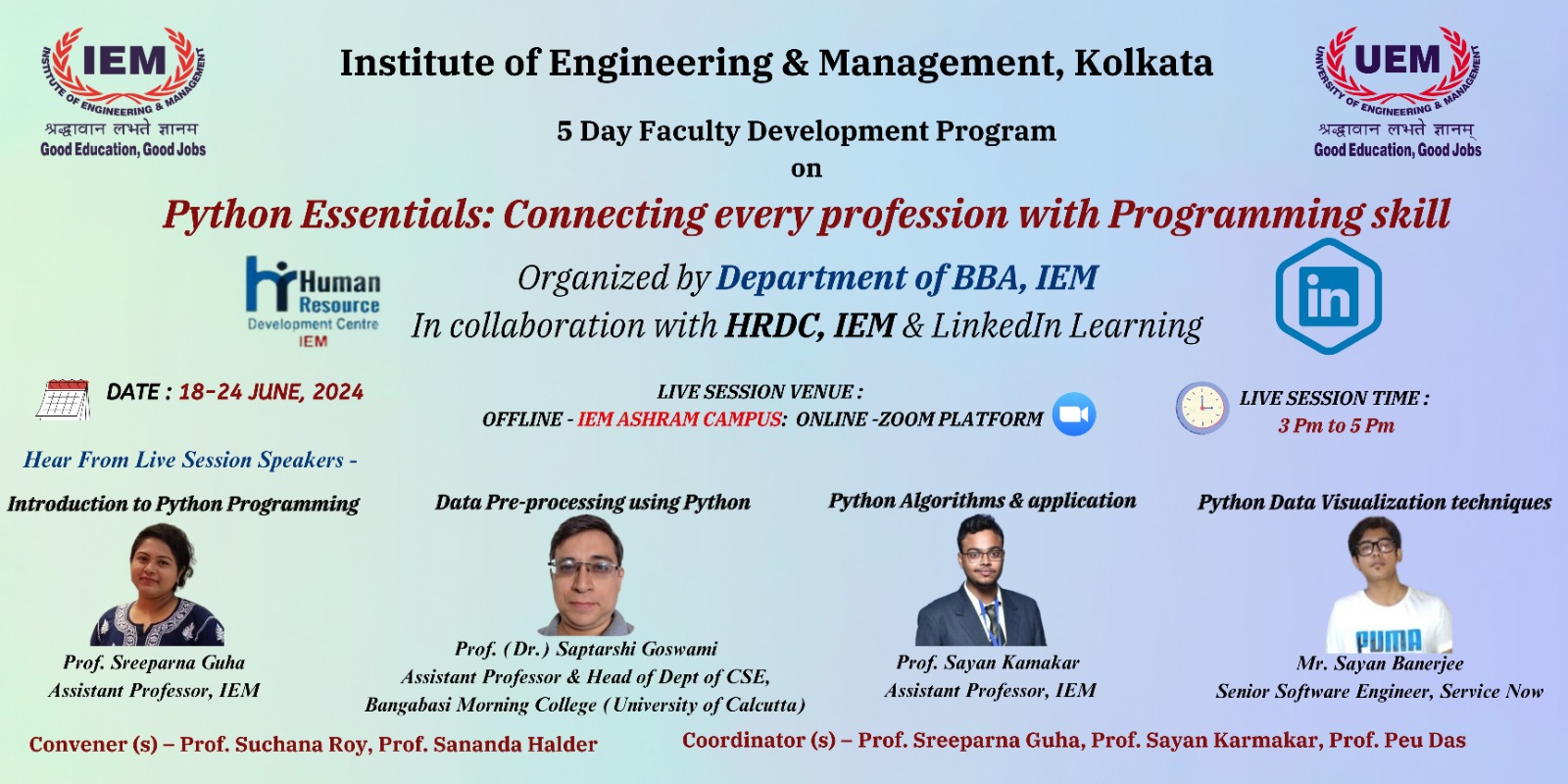 Five Day Faculty Development program on Python Essentials: Connecting every profession with ...